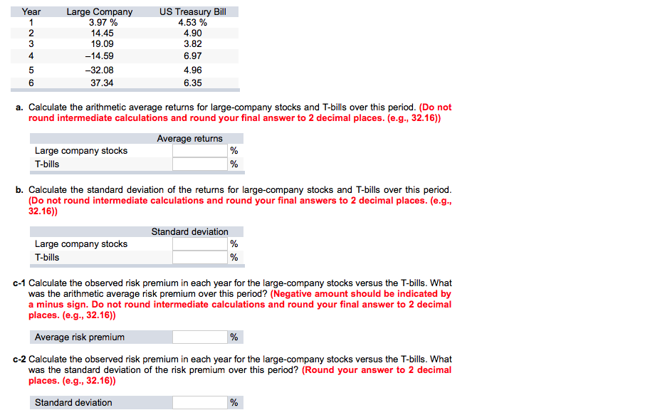 Solved: A. Calculate The Arithmetic Average Returns For La... | Chegg.com Solved: A. Calculate The Arithmetic Average Returns For La... | Chegg.com