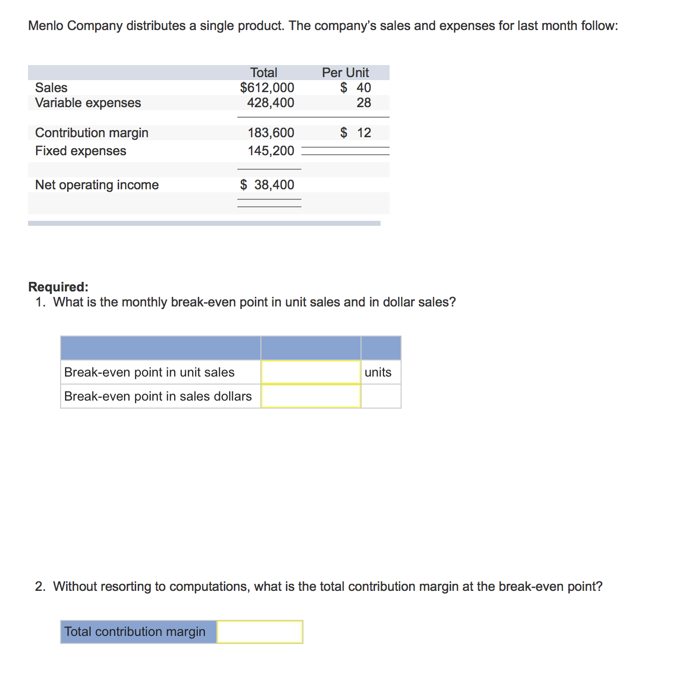 Solved Menlo Company Distributes A Single Product The Co Chegg solved-menlo-company-distributes-a-single-product-the-co-chegg