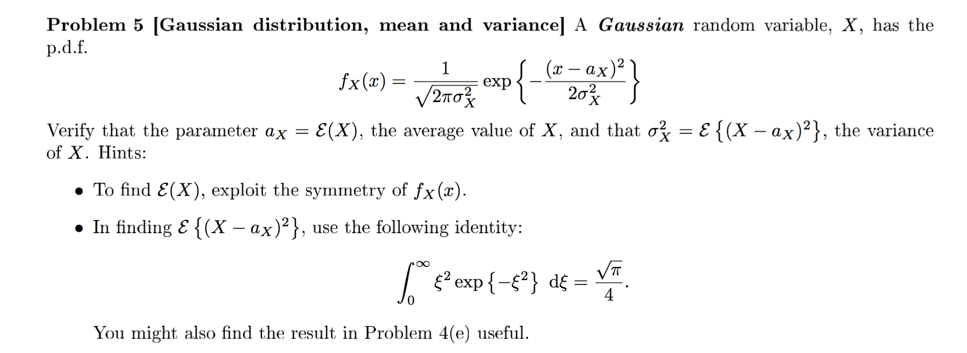 Solved [gaussian Distribution Mean And Variance] A Gauss