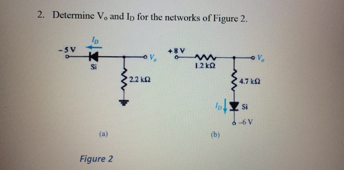 Solved: 2. Determine Vo And ID For The Networks Of Figure 2. | Chegg.com Solved: 2. Determine Vo And ID For The Networks Of Figure 2. | Chegg.com