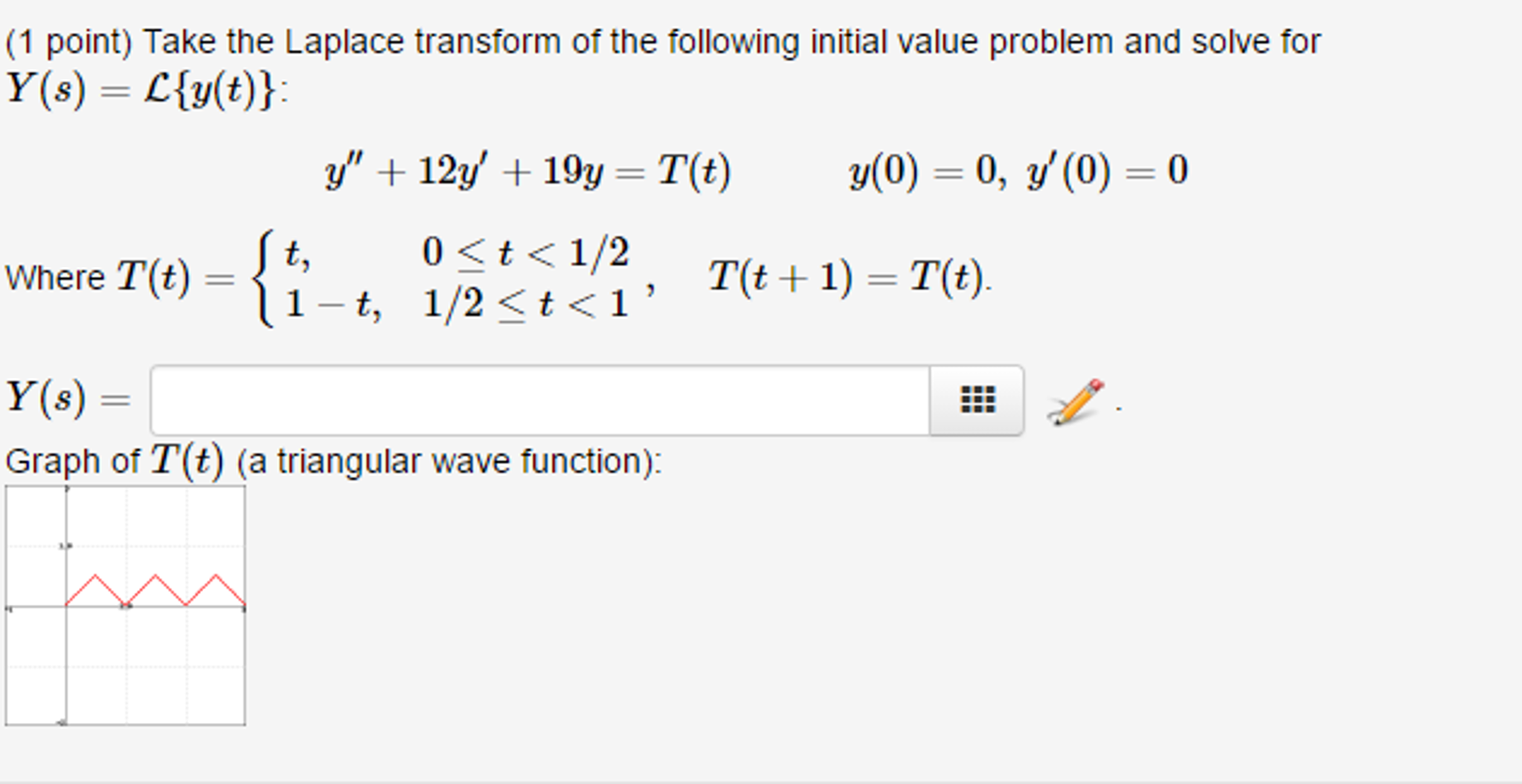 Solved Take The Laplace Transform Of The Following Initia 