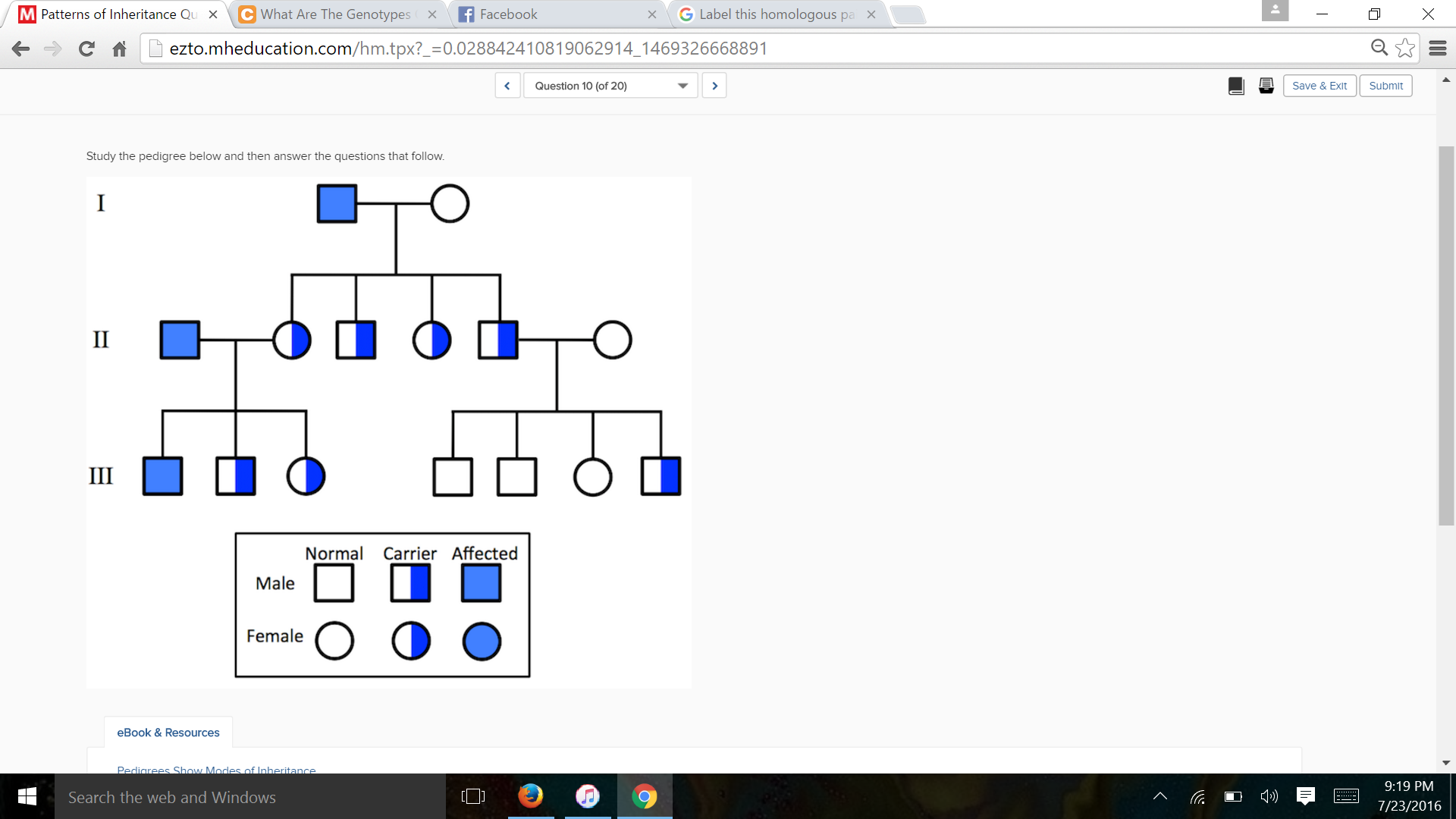 Study The Pedigree Below And Then Answer The Quest Chegg