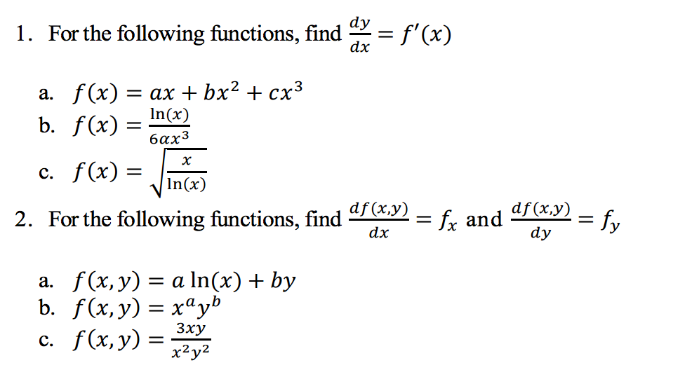 Solved For The Following Functions Find Dy dx F x Fo Chegg Solved For The Following Functions Find Dy dx F x Fo Chegg