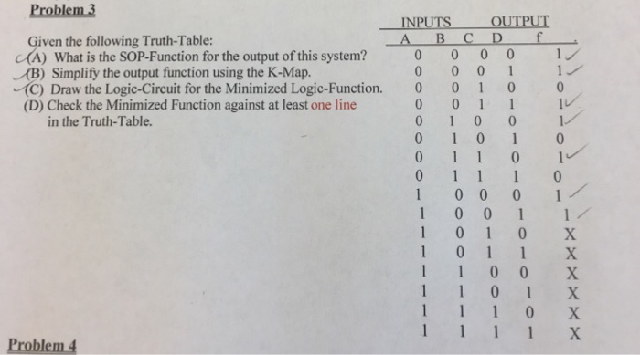 Solved Given The Following Truth Table What Is The Sop F 5254