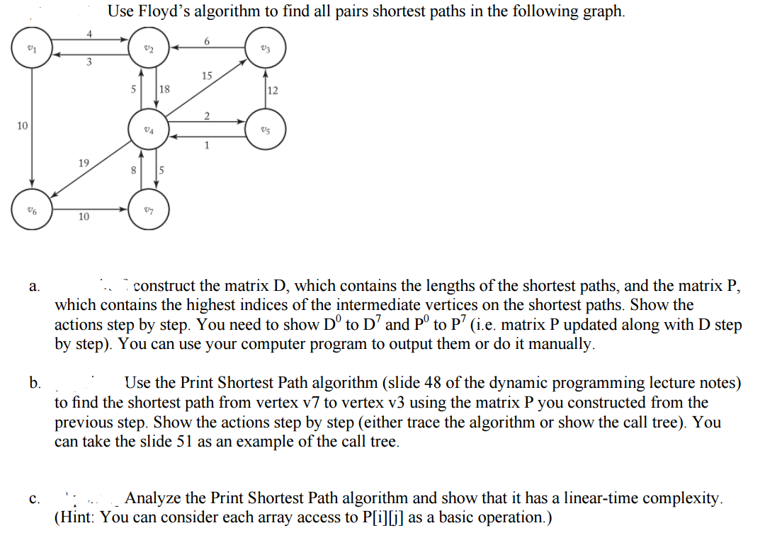 Use Floyd S Algorithm To Find All Pairs Shortest P