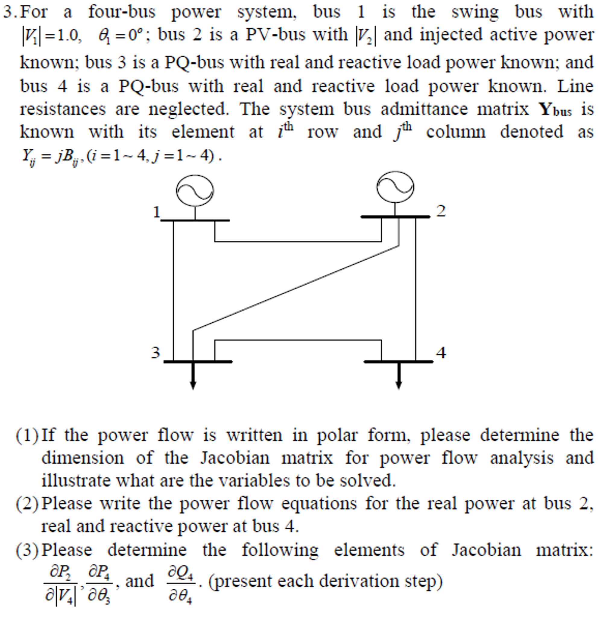Solved: For A Four-bus Power System, Bus 1 Is The Swing Bu... | Chegg.com Solved: For A Four-bus Power System, Bus 1 Is The Swing Bu... | Chegg.com