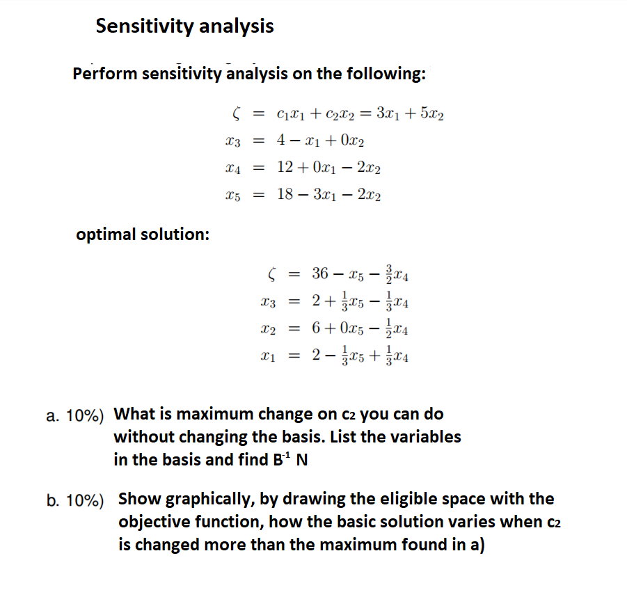 Solved: Perform Sensitivity Analysis On The Following: Zet... | Chegg.com Solved: Perform Sensitivity Analysis On The Following: Zet... | Chegg.com