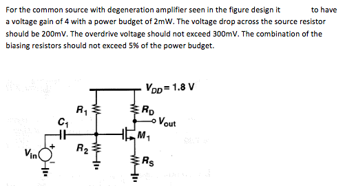 Solved For The Common Source With Degeneration Amplifier
