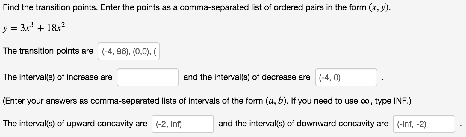 Solved: Find The Transition Points. Enter The Points As A ... | Chegg.com