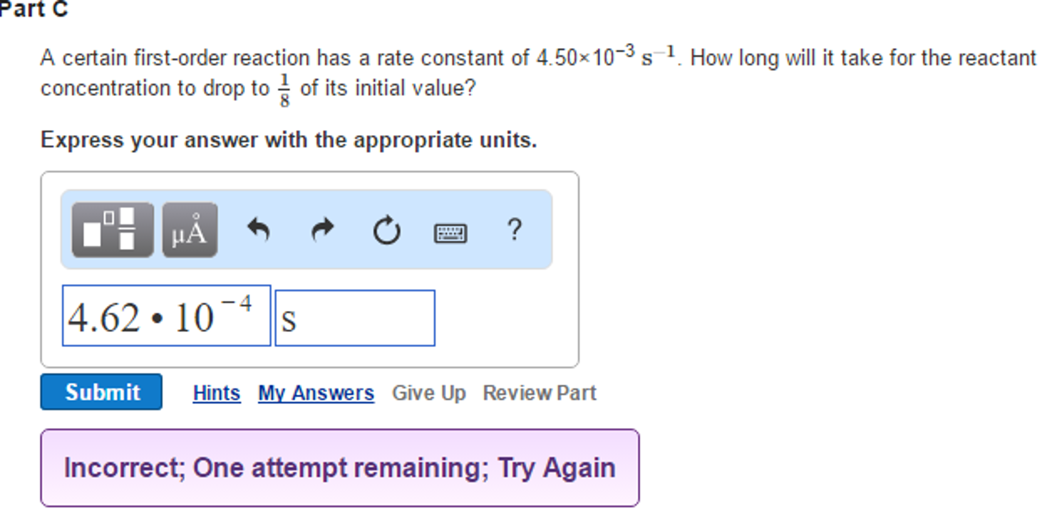 Solved A Certain First Order Reaction Has A Rate Constant