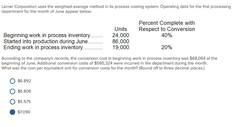 Solved: Lamer Corporation Uses The Weighted-average Method... | Chegg.com Solved: Lamer Corporation Uses The Weighted-average Method... | Chegg.com