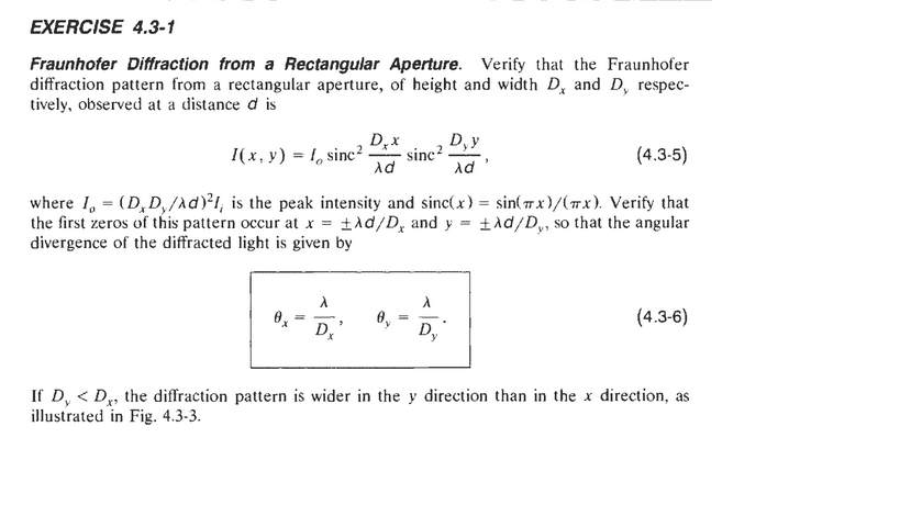 Solved Fraunhofer Diffraction From A Rectangular Aperture