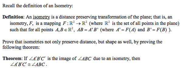 Solved: Recall The Definition Of An Isometry: Definition: ... | Chegg.com Solved: Recall The Definition Of An Isometry: Definition: ... | Chegg.com