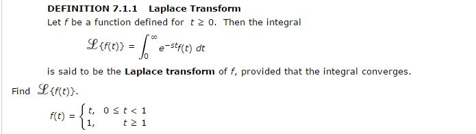 Solved: Use Definition 7.1.1. DEFINITION 7.1.1 Laplace Tra... | Chegg.com Solved: Use Definition 7.1.1. DEFINITION 7.1.1 Laplace Tra... | Chegg.com