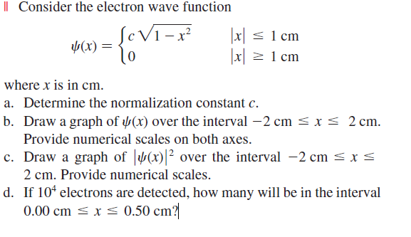 Solved Ii Consider The Electron Wave Function Where X Is