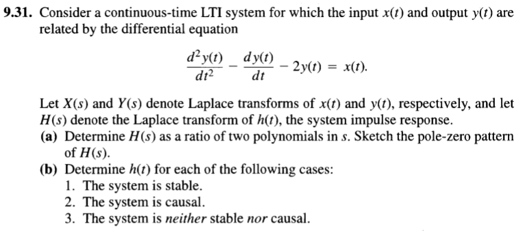 Solved: 9.31. Consider A Continuous-time LTI System For Wh... | Chegg.com Solved: 9.31. Consider A Continuous-time LTI System For Wh... | Chegg.com