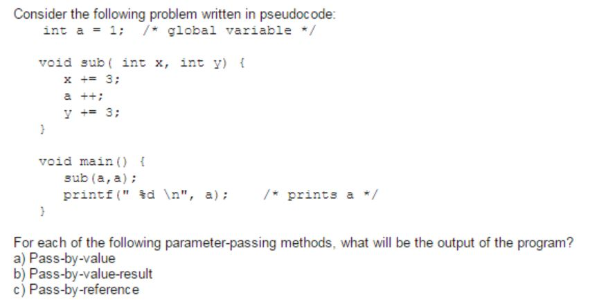 Solved: Consider The Following Problem Written In Pseudoco... | Chegg.com Solved: Consider The Following Problem Written In Pseudoco... | Chegg.com