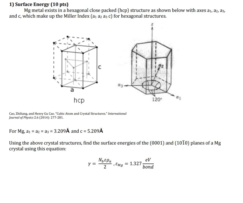 Solved Mg Metal Exists In A Hexagonal Close Packed Hcp
