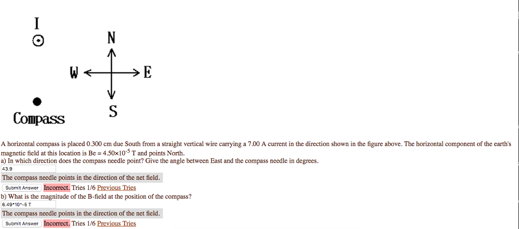 Solved: A Horizontal Compass Is Placed 0.300 Cm Due South ... | Chegg.com Solved: A Horizontal Compass Is Placed 0.300 Cm Due South ... | Chegg.com