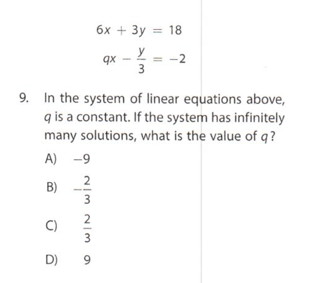 Solved 6x 3y 18 Qx In The System Of Linear Equations Ab Chegg
