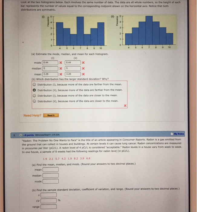 Solved Look At The Two Histograms Below Each Involves Th