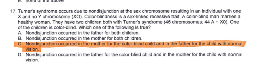 Solved 17 Turners Syndrome Occurs Due To Nondisjunction