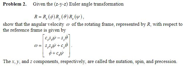 Euler Angle Angular Velocity