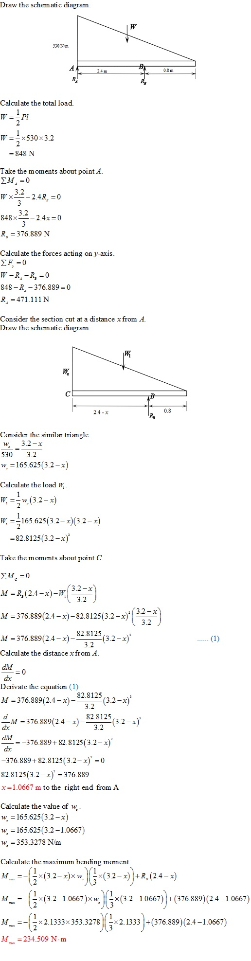 (Solved) - Determine the maximum bending moment Mmax for the loaded beam and... - (1 Answer ...