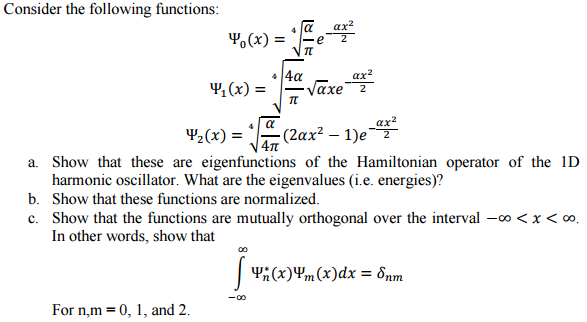 Solved A Show That These Are Eigenfunctions Of The Hamil 9815