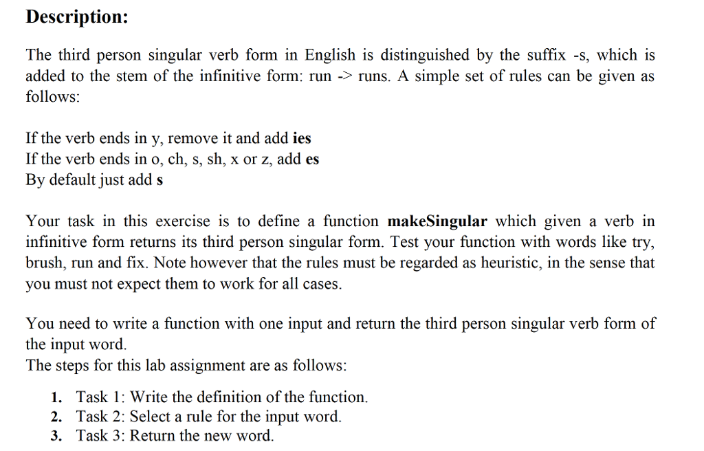 Third Person Singular Verbs