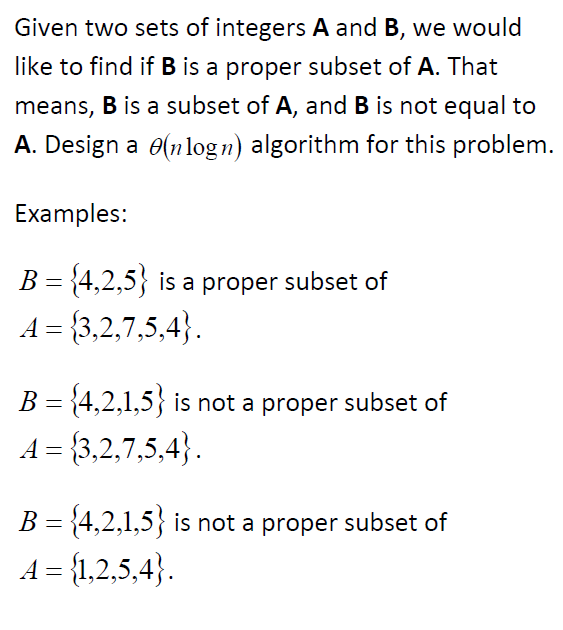 Solved Given Two Sets Of Integers A And B We Would Like Chegg