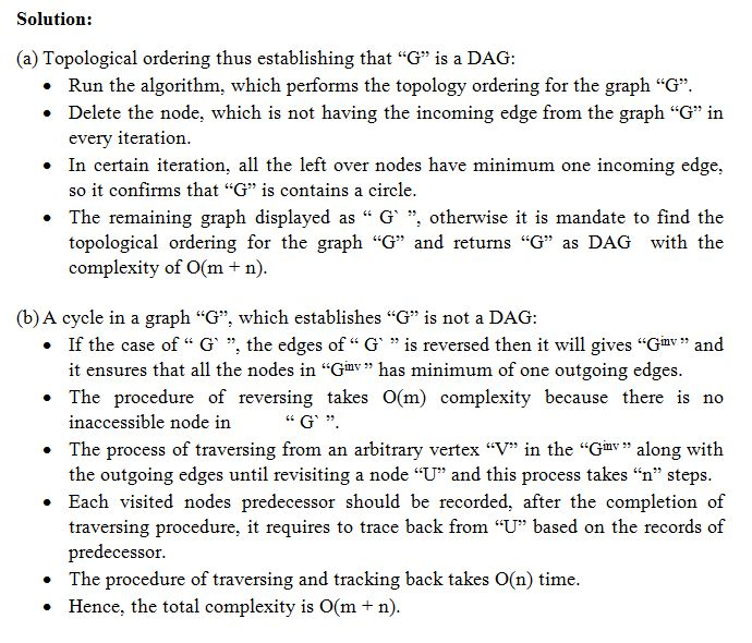 Solved The Algorithm Described In For Computing A Topological Ordering Of 1 Answer