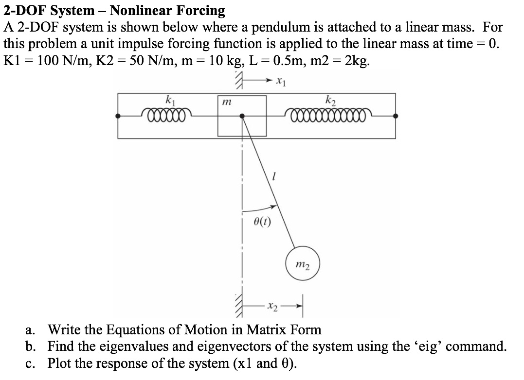 Solved: 2-DOF System - Nonlinear Forcing A 2-DOF System Is... | Chegg.com Solved: 2-DOF System - Nonlinear Forcing A 2-DOF System Is... | Chegg.com