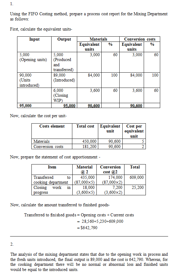 (Solved) - Process Costing: FIFO Costing Method P6. Canned fruits and... - (1 Answer) | Transtutors
