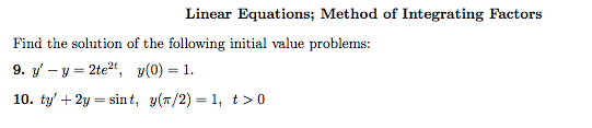 Solved Linear Equations Method Of Integrating Factors Fi