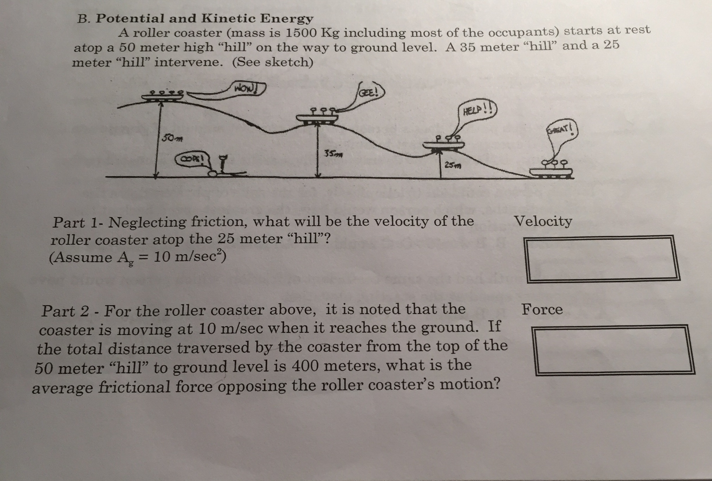 Potential And Kinetic Energy Roller Coaster