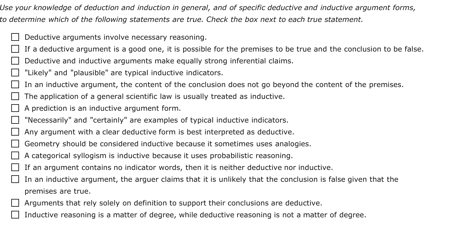 Solved Use Your Knowledge Of Deduction And Induction In G