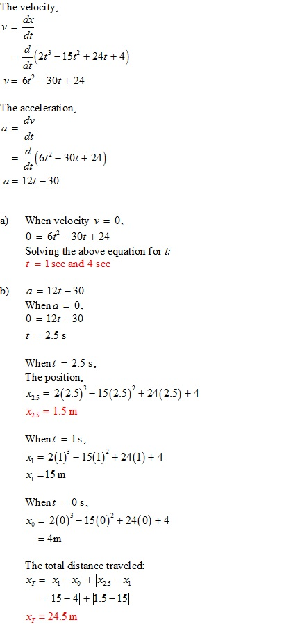 (Solved) - The motion of a particle is defined by the relation x = 2t 3 - 15t... - (1 Answer ...