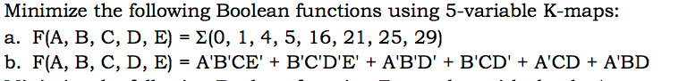 Solved Minimize The Following Boolean Functions Using 5 V