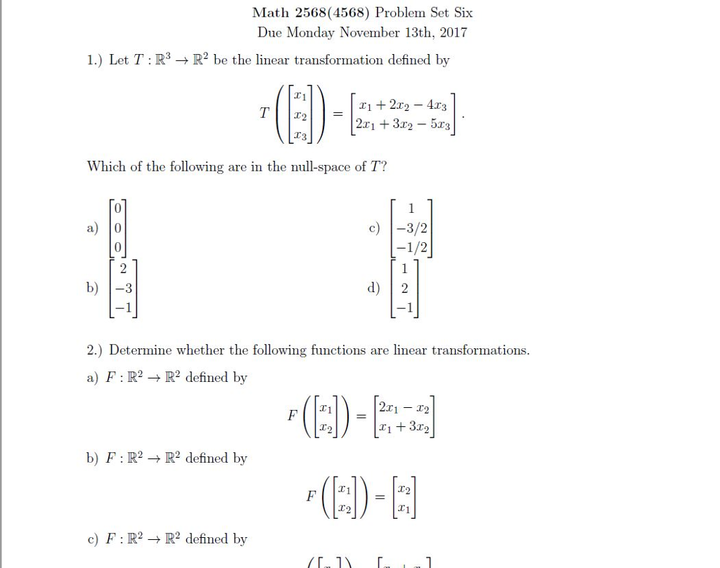 Solved: 3.) Let T : R2 → R2 Be A Linear Transformation Suc... | Chegg.com Solved: 3.) Let T : R2 → R2 Be A Linear Transformation Suc... | Chegg.com