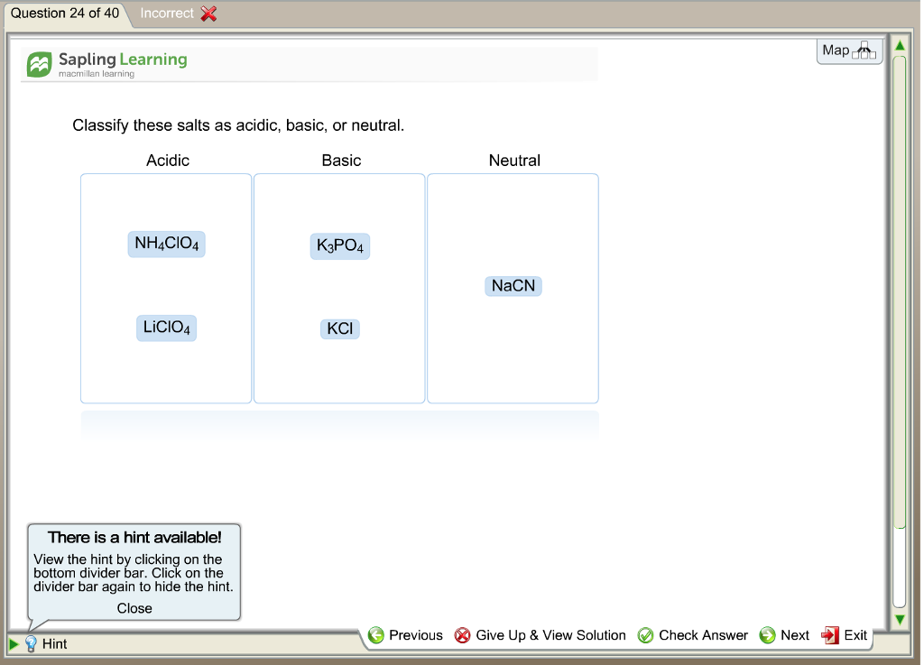 Solved: Question 24 Of 40 Incorrect Map A Sapling Learning... | Chegg.com Solved: Question 24 Of 40 Incorrect Map A Sapling Learning... | Chegg.com