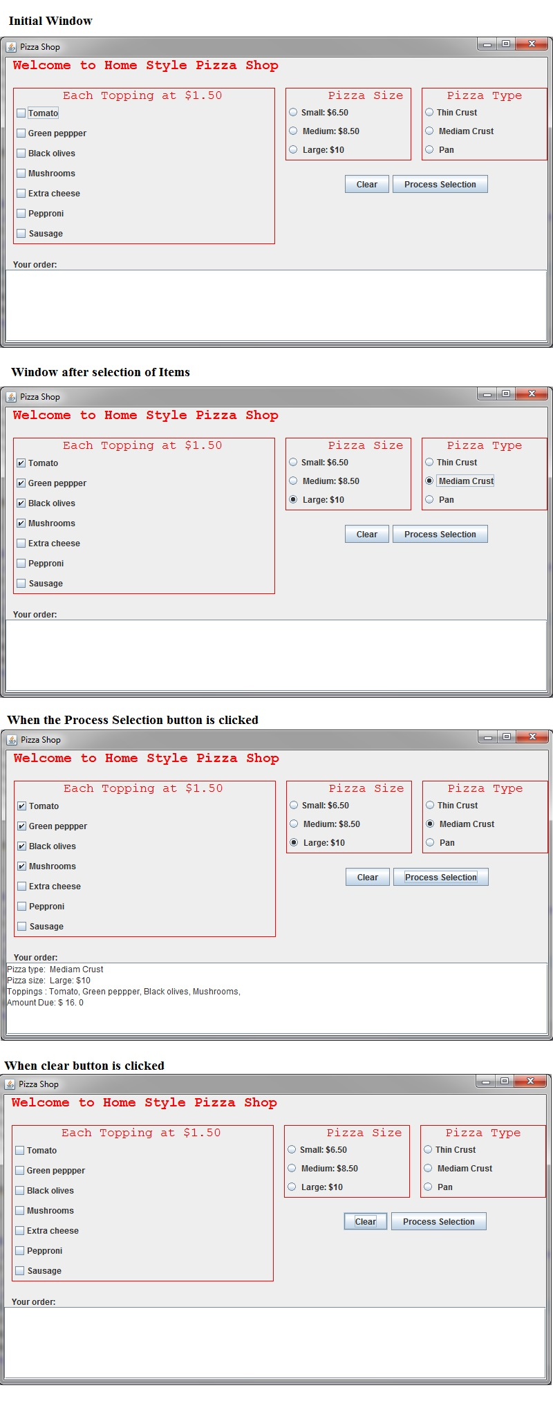 Solved Write A Gui Application Program To Create A Menu For A Pizza 1 Answer