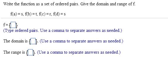 Solved Write The Function As A Set Of Ordered Pairs Give
