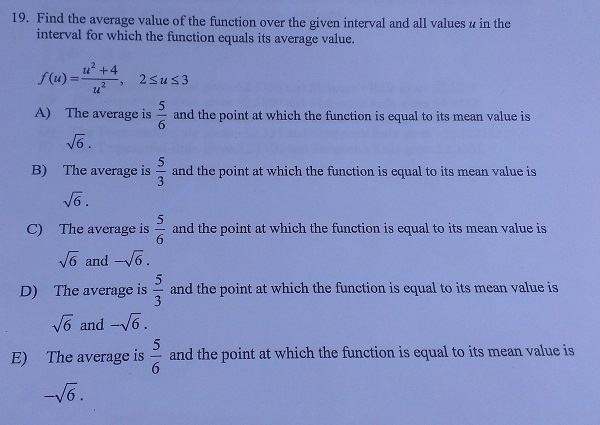 Solved 19 Find The Average Value Of The Function Over Th