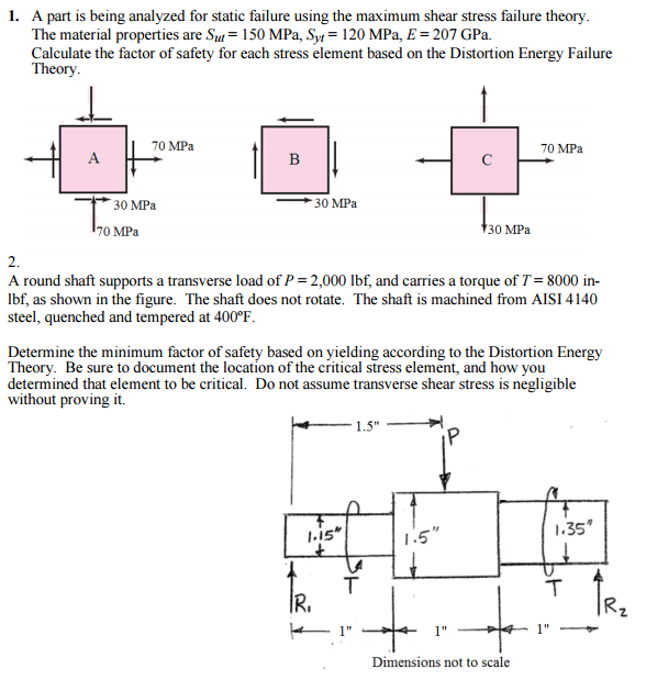 Solved: 1. A Part Is Being Analyzed For Static Failure Usi... | Chegg.com Solved: 1. A Part Is Being Analyzed For Static Failure Usi... | Chegg.com