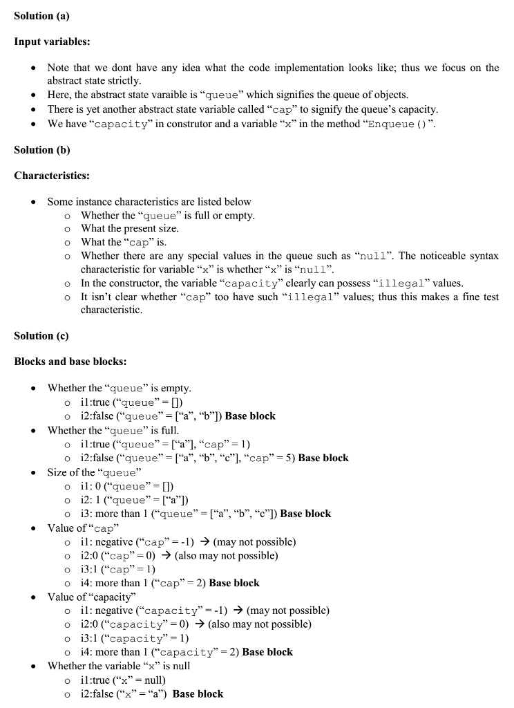 Solved Derive Input Space Partitioning Tests For The Boundedqueue Class 1 Answer