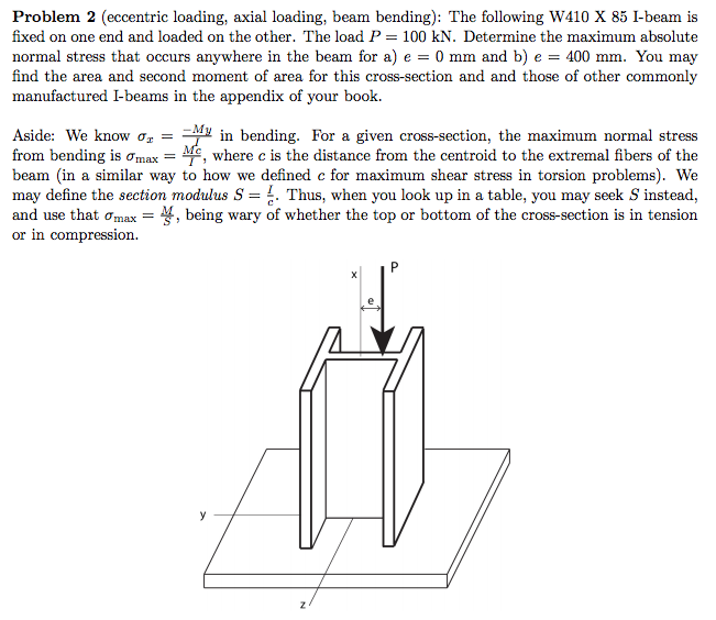 Solved: (eccentric Loading, Axial Loading, Beam Bending): ... | Chegg.com Solved: (eccentric Loading, Axial Loading, Beam Bending): ... | Chegg.com