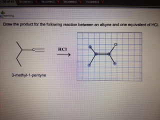 Draw The Product For The Following Reaction Between An Alkyne And One Equivalent Of Hcl.
