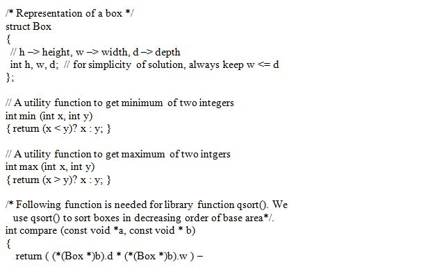 (Solved) - . Write a program to implement the box-stacking process... - (1 Answer) | Transtutors