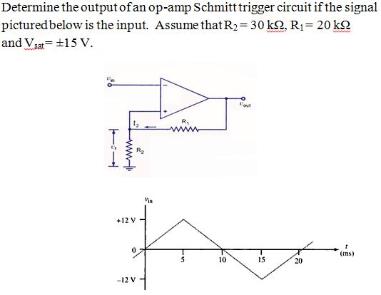 Solved Determine The Output Of An Op Amp Schmitt Trigger